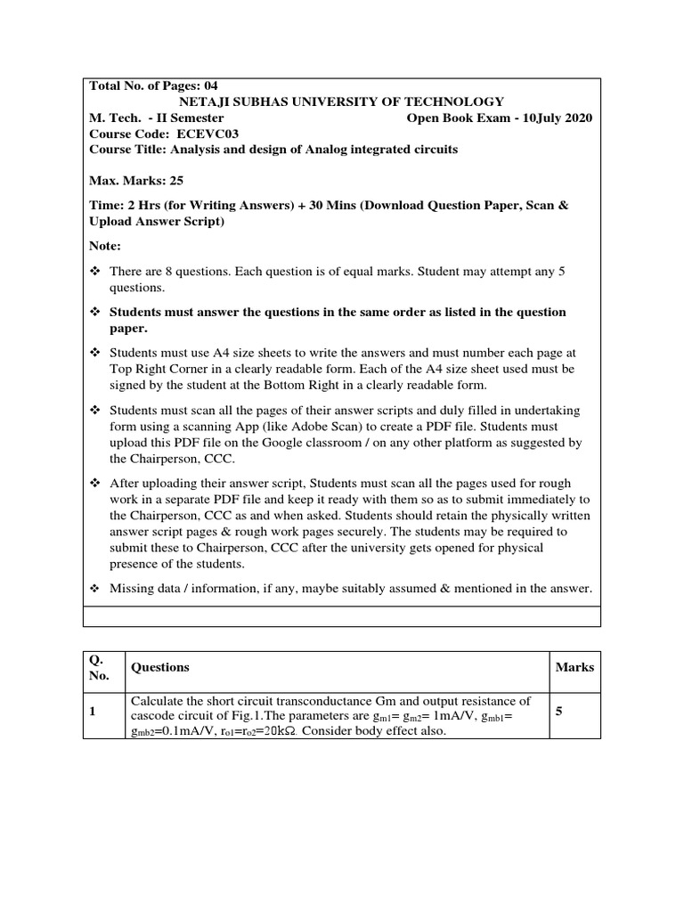 Analog Paper | PDF | Electrical Network | Amplifier