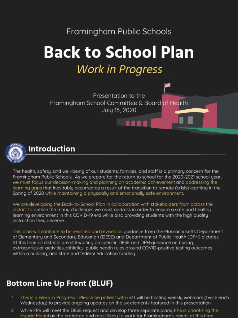 Back To School Plan | PDF | Schools | Sick Leave