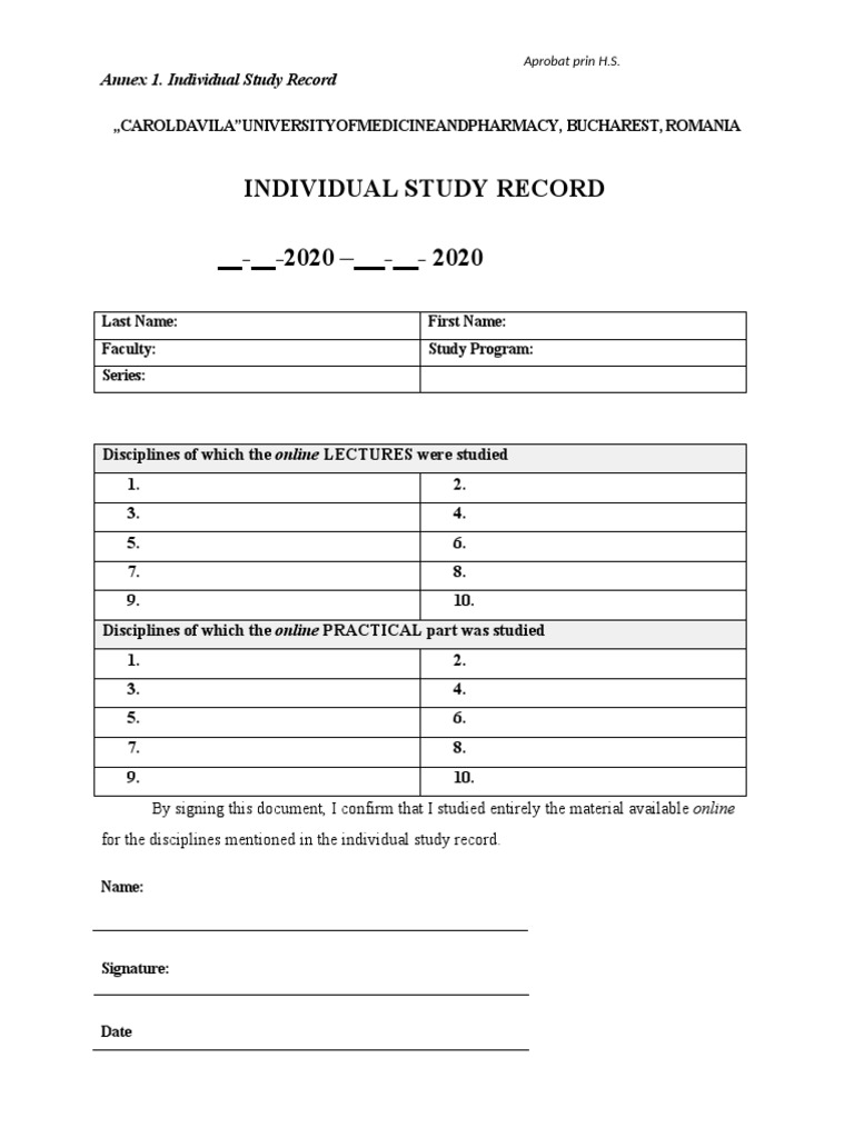 Individual Study Record - 2020 - 2020: Caroldavila ...