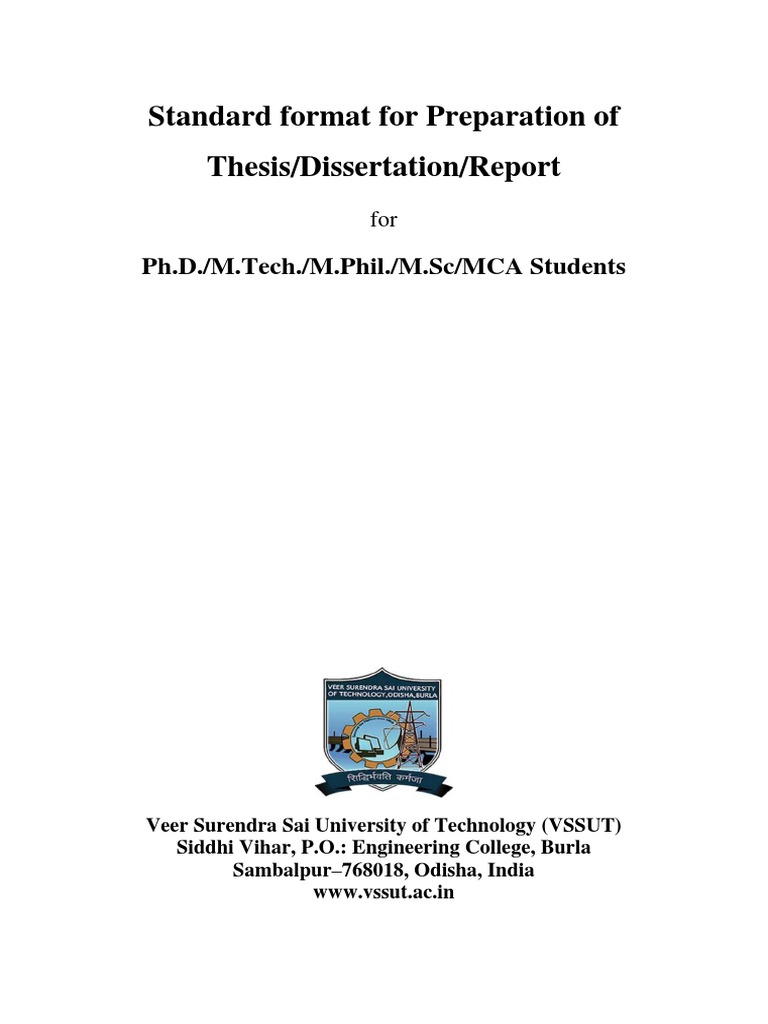 Standard Format For Preparation of Thesis/Dissertation/Report | PDF ...