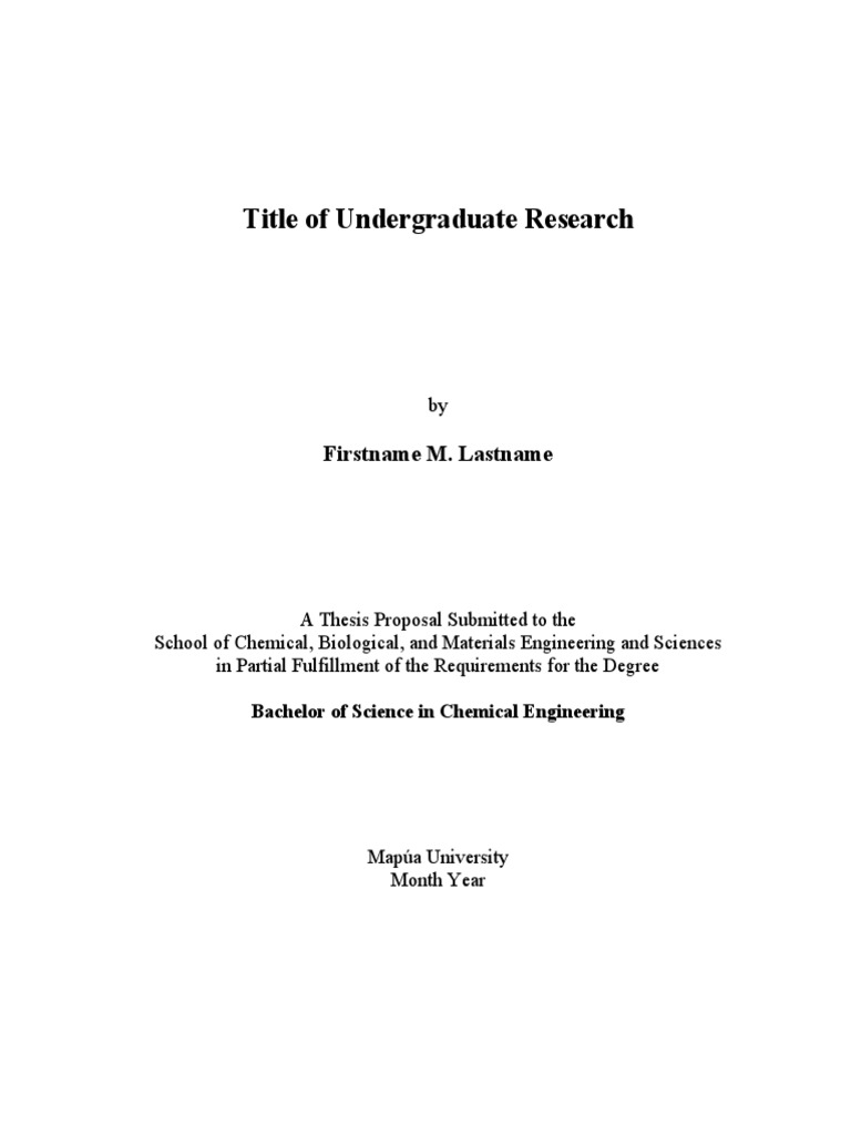 Title of Undergraduate Research: Firstname M. Lastname | PDF | Inquiry ...