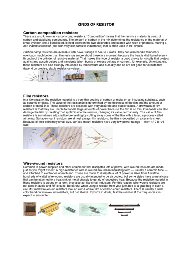 Kinds of Resistor | PDF | Resistor | Equipment
