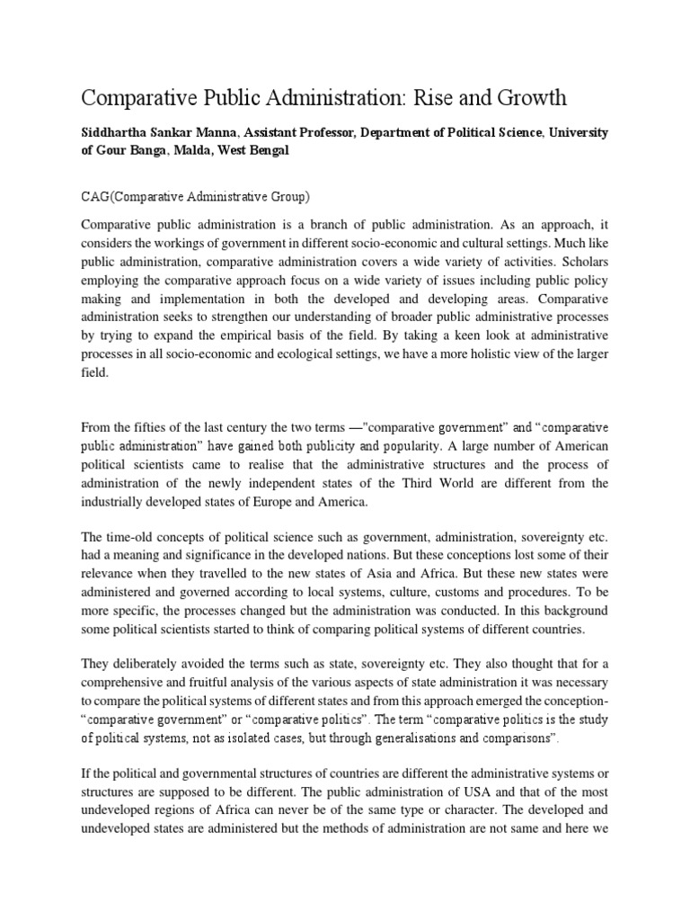 Comparative Public Administration | PDF | Public Administration ...