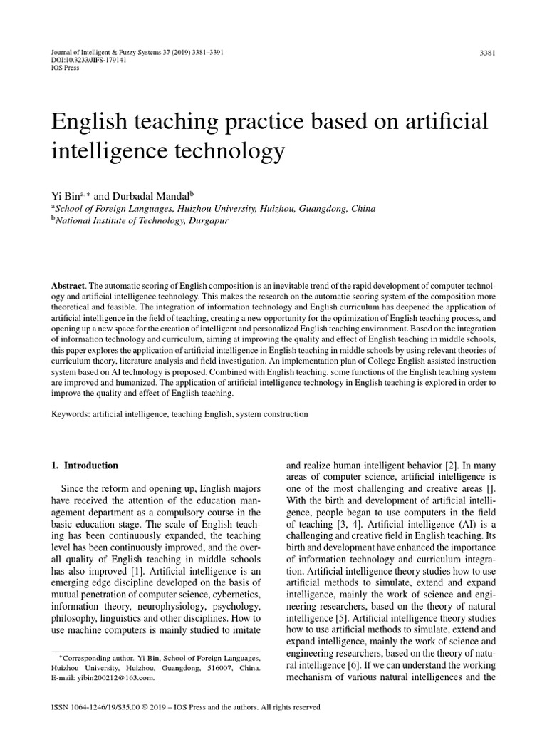 English Teaching Practice Based On Artificial Intelligence Technology ...