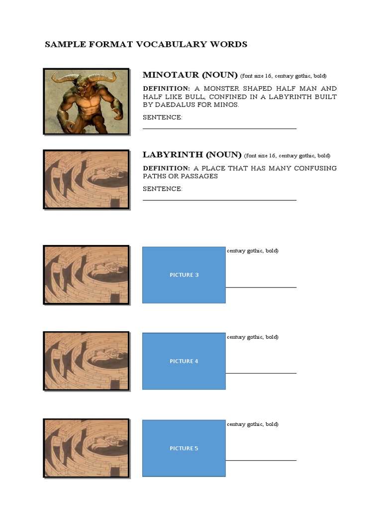 Sample Format Vocabulary Words | PDF