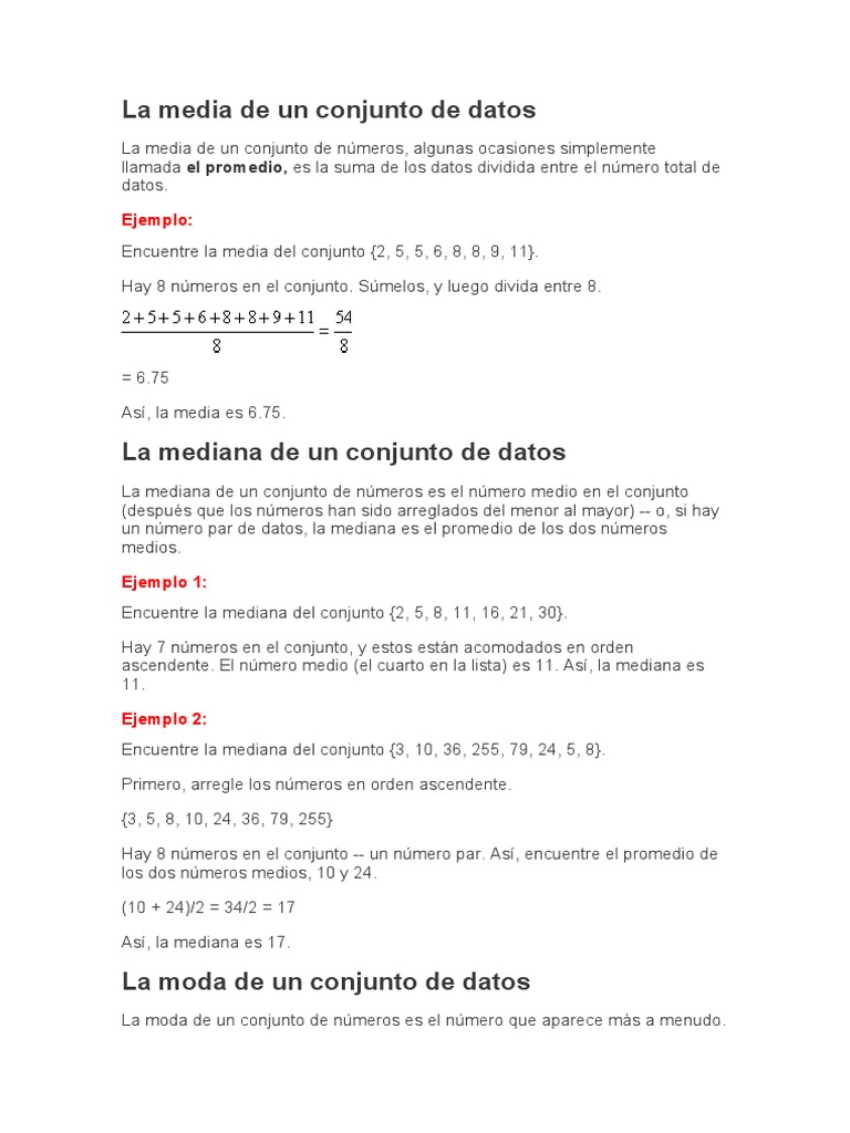 La Media de Un Conjunto de Datos | PDF