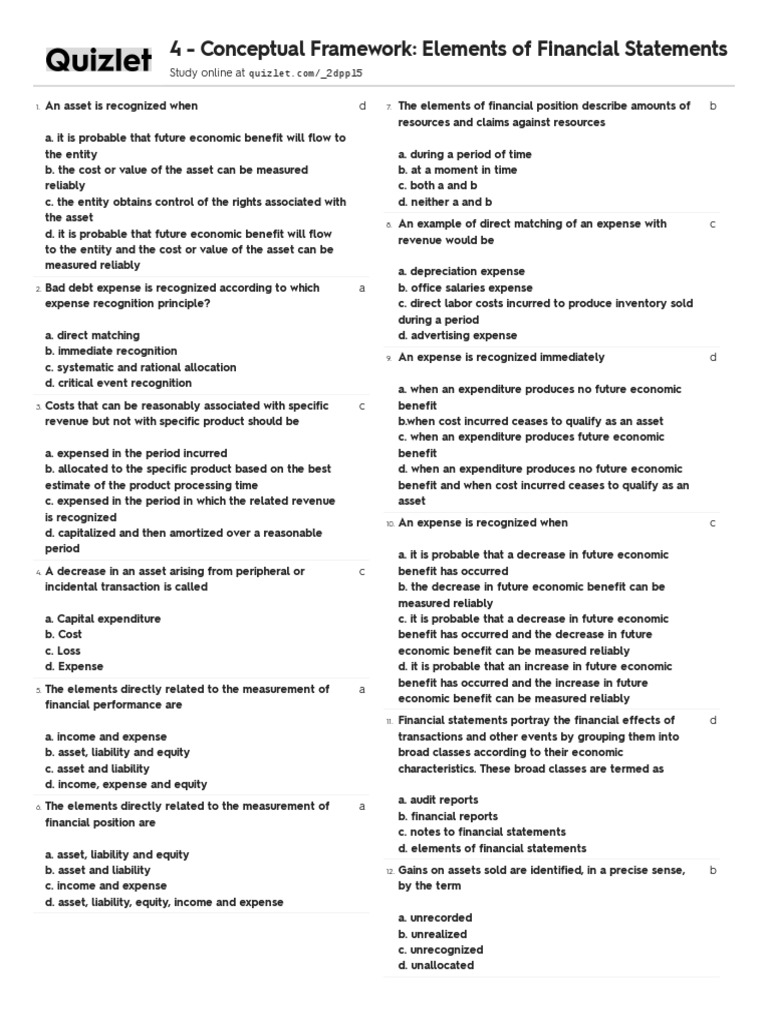 4 - Conceptual Framework: Elements of Financial Statements | PDF | Expense | Revenue