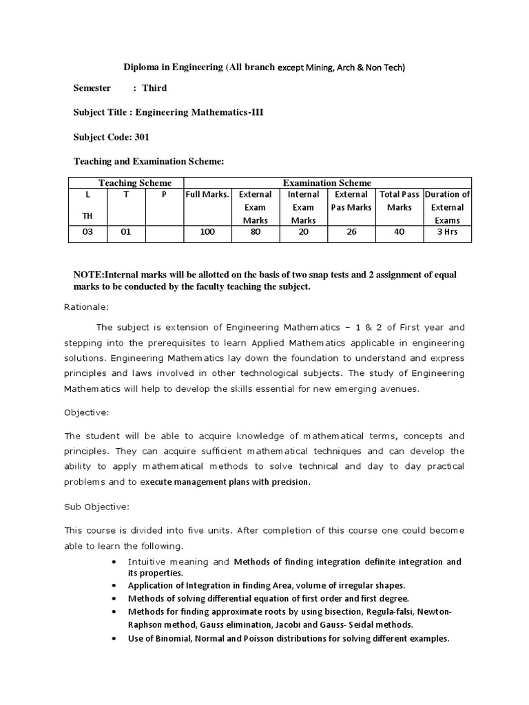 Engineering Math-III | PDF | Integral | Differential Equations