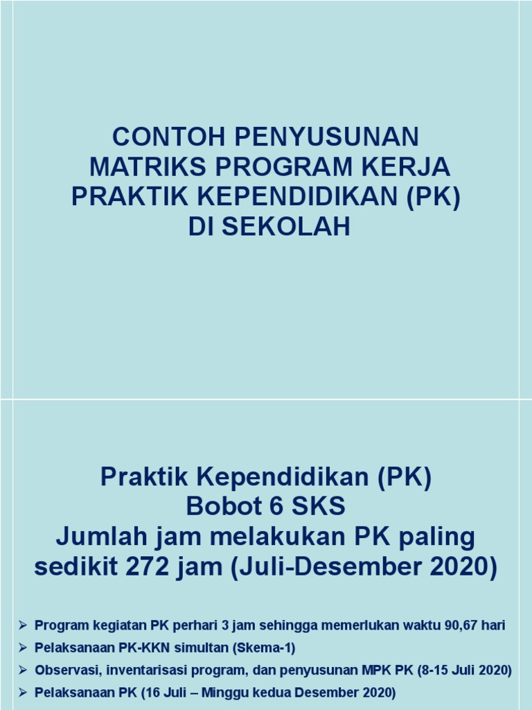 CONTOH MATRIKS PK 2020 Ok | PDF