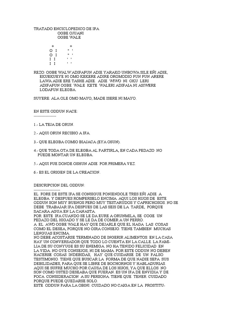 1 - Ogbe Wale Tratado | PDF | Religiones religiosas | Mitología
