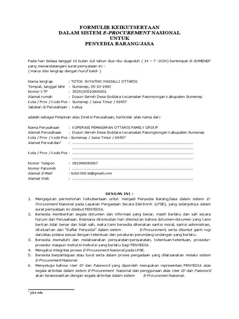 Formulir Keikutsertaan | PDF | Hukum
