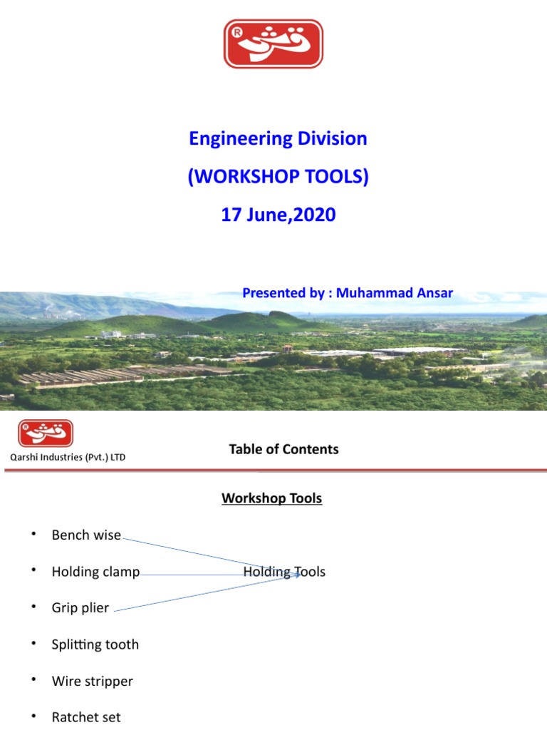 Engineering Division (Workshop Tools) 17 June, 2020: Presented By ...