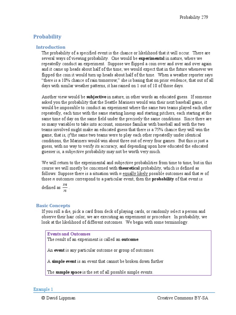 Probability: Events and Outcomes | PDF | Probability | Randomness