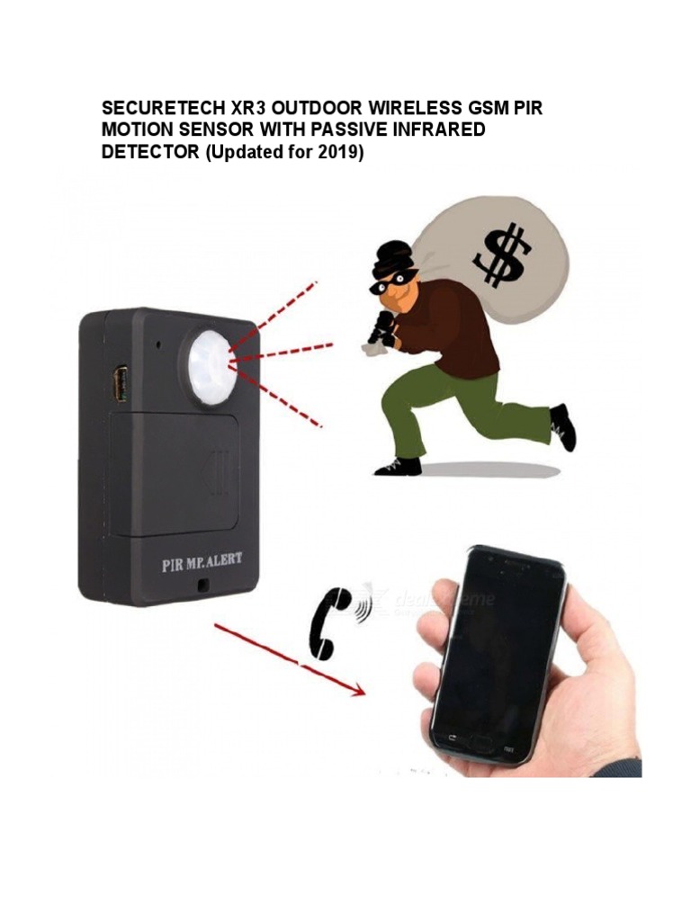 Securetech XR3 Wireless GSM Pir Motion Sensor | PDF | Security Alarm ...