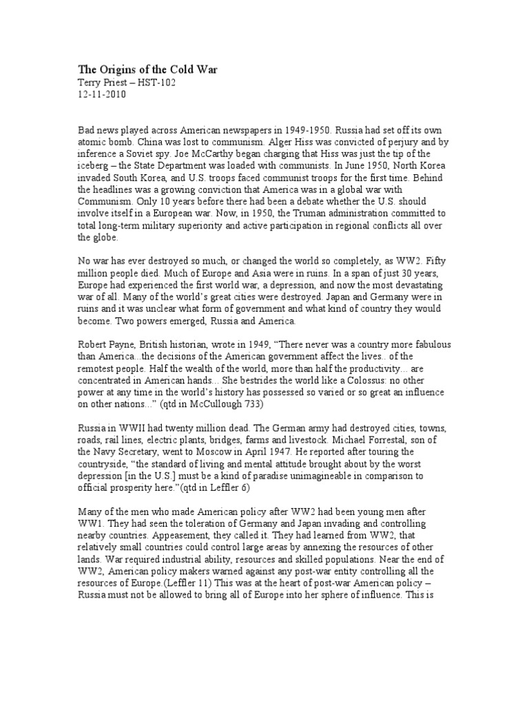 The Emergence of the Cold War: An Analysis of the Geopolitical and ...