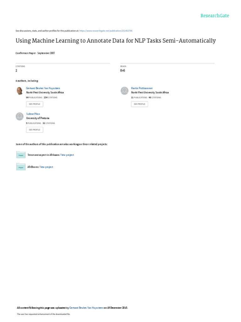 Using Machine Learning To Annotate Data For NLP Tasks Semi-Automatically | PDF | Statistical ...