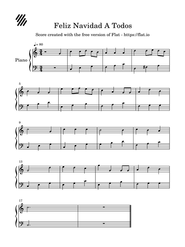 Feliz Navidad Piano Sheet Music | PDF