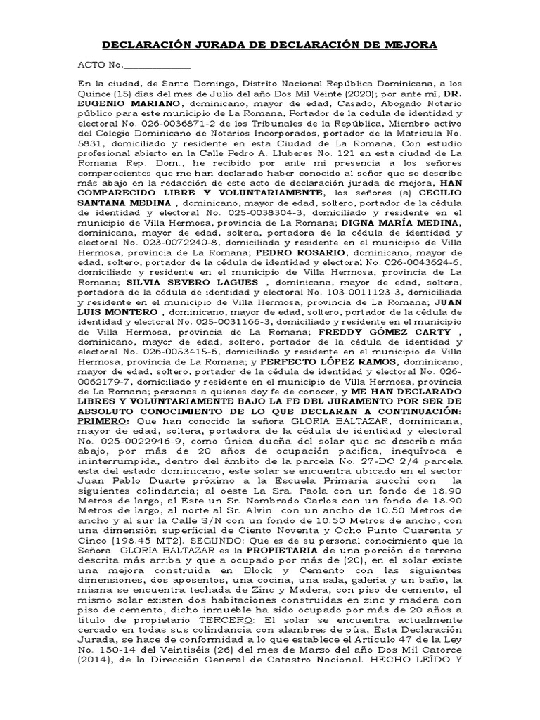 Declaración Jurada | PDF | República Dominicana