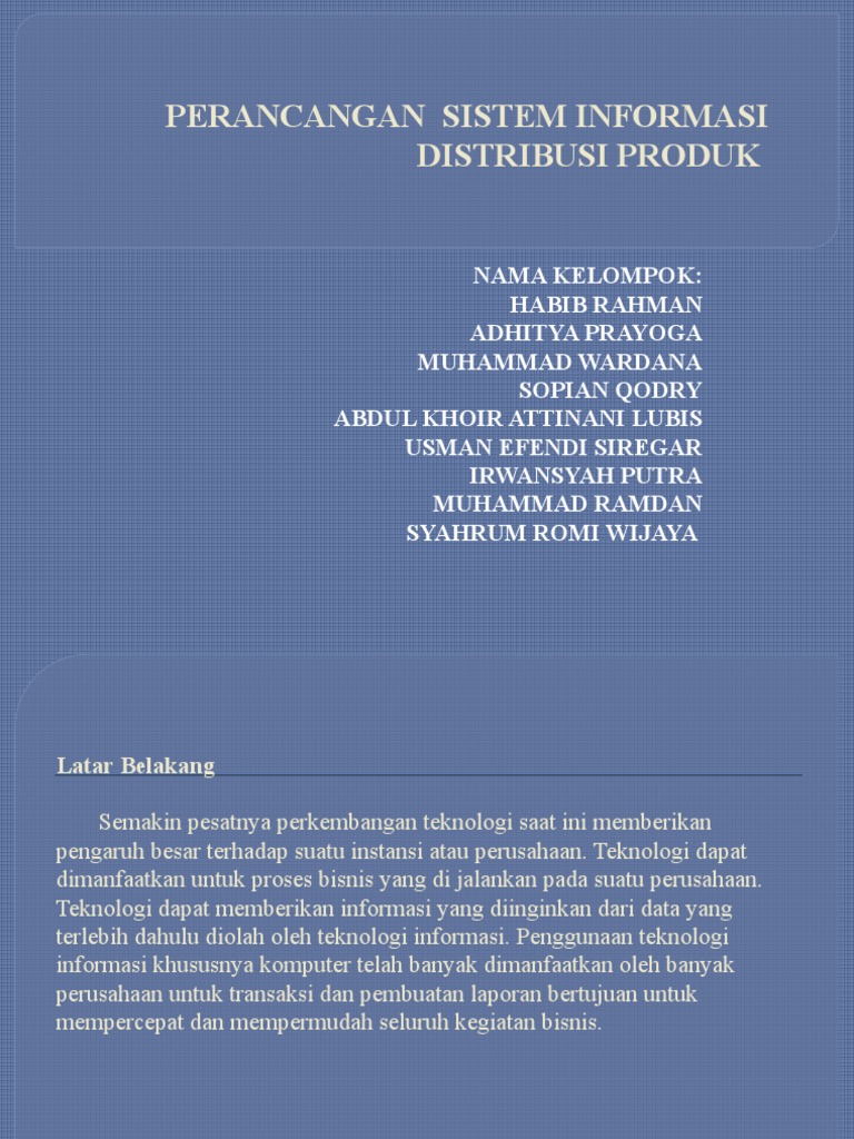 Perancangan Sistem Informasi Distribusi Produk | PDF