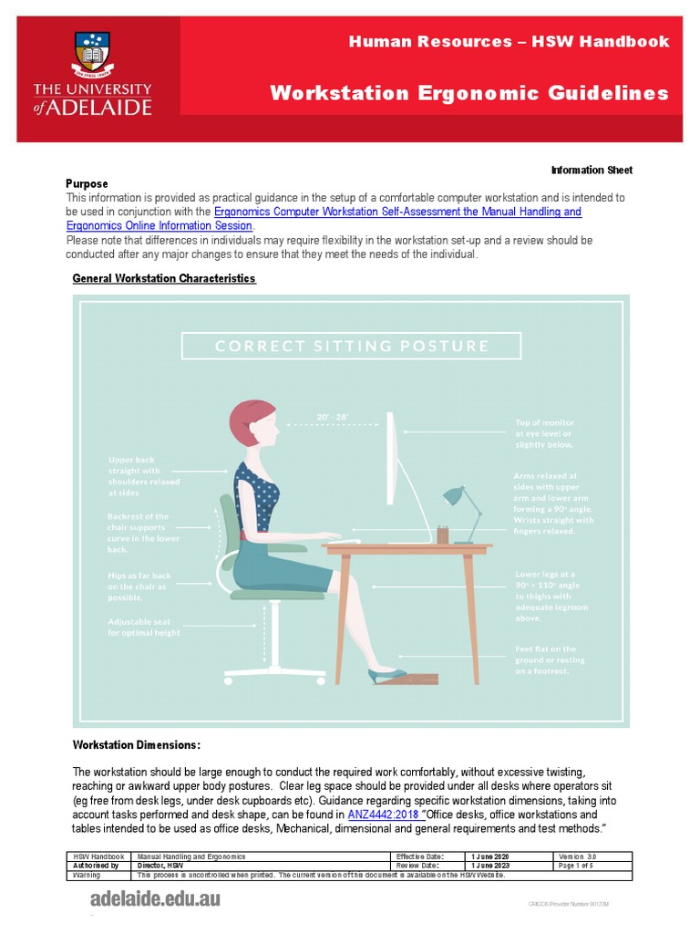 Ergonomics-Guideline - Workstation Ergonomic Guidelines | PDF | Chair ...