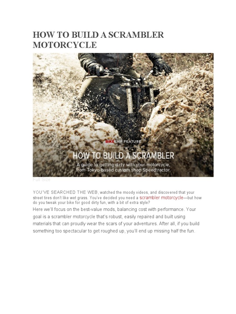 How To Build A Scrambler Motorcycle | PDF | Motorcycle | Tire