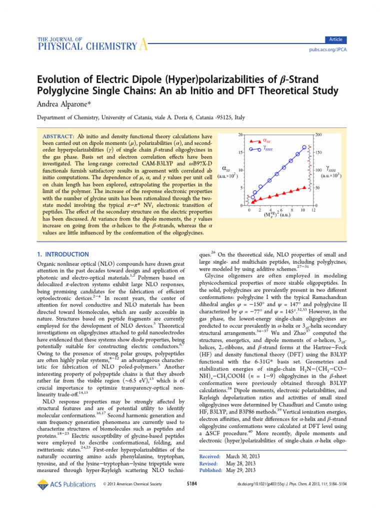 Evolution of Electric Dipole (Hyper) polarizabilities of β‑Strand Polyglycine Single Chains: An ...