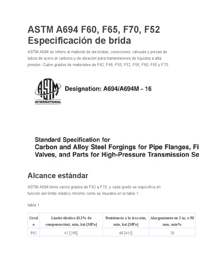 Astm A694 F60 | PDF | Tratamiento a base de calor | Acero