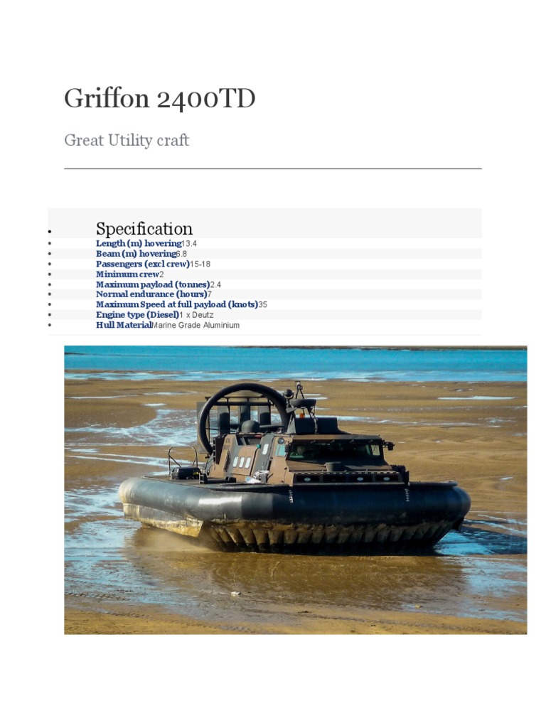 Griffon 2400TD: Great Utility Craft | PDF | Vehicles | Transport
