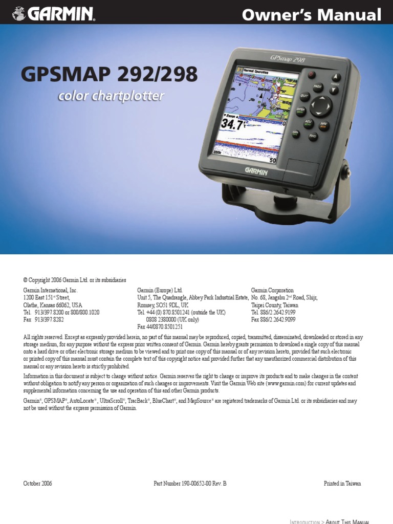 Gpsmap 292-298 Owners Manual | PDF | Menu (Computing) | Global Positioning System