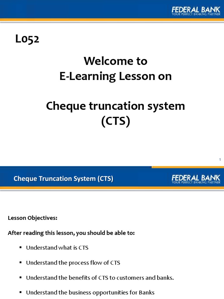 L052-Cheque Truncation System | PDF | Cheque | Banks