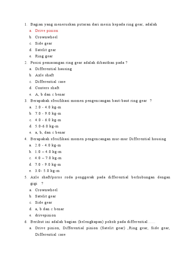 Soal Dan Jawaban GARDAN | PDF | Teknologi & Rekayasa
