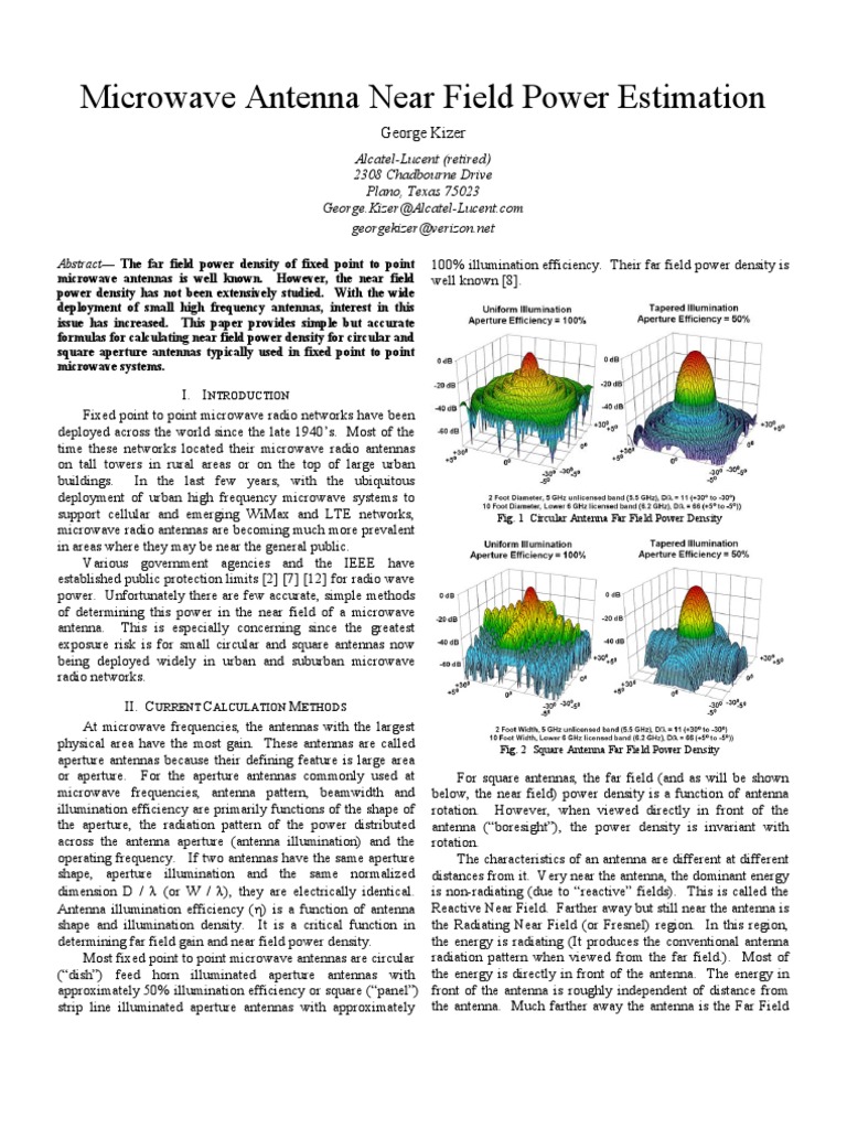 Antenna Near Field Power Estimation Pdf Microwave Antenna Radio