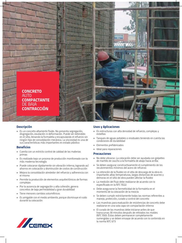 Cemex Concreto Autocompactante Baja Contraccion | Descargar gratis PDF ...