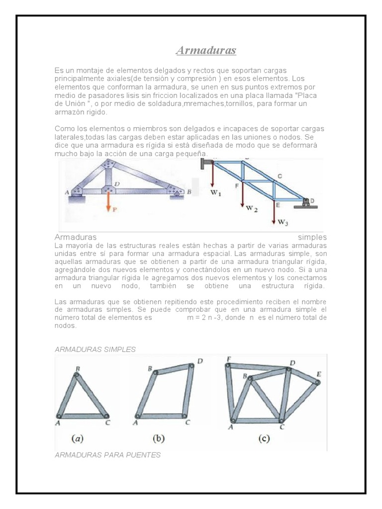 Armaduras Simples y Método de Nodos | PDF | Braguero | Ingeniería de ...