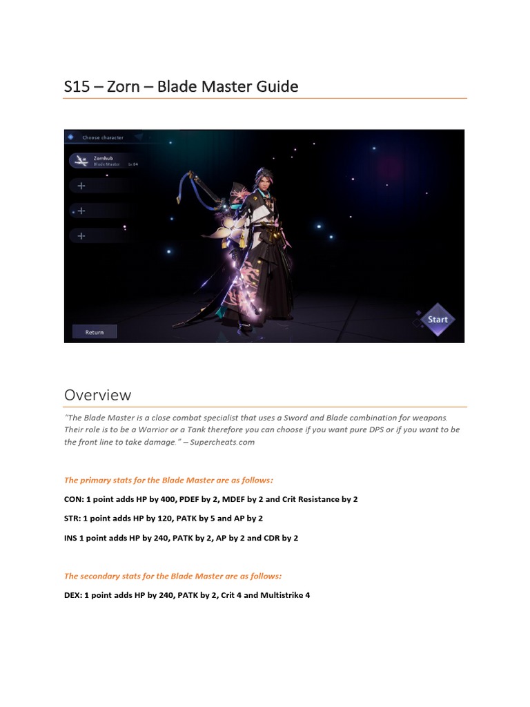 Blade Master Guide: Builds & Stats | PDF | Military Science | Leisure