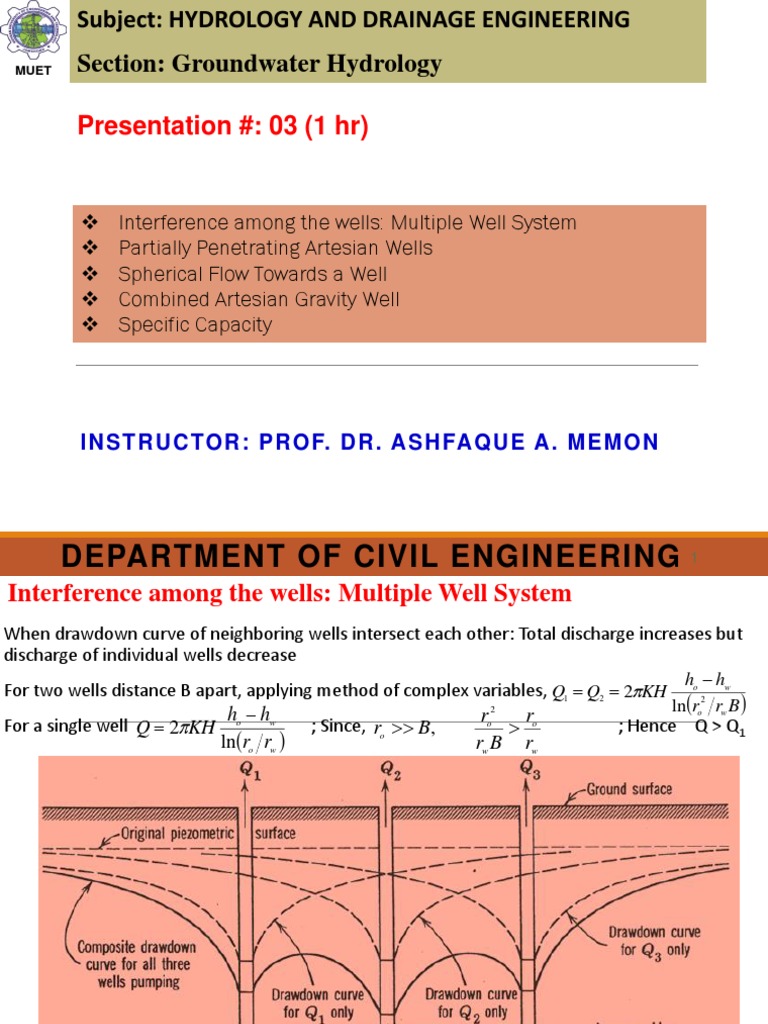Groundwater Hydrology Multiple Wells Specific Capacity | PDF | Aquifer ...