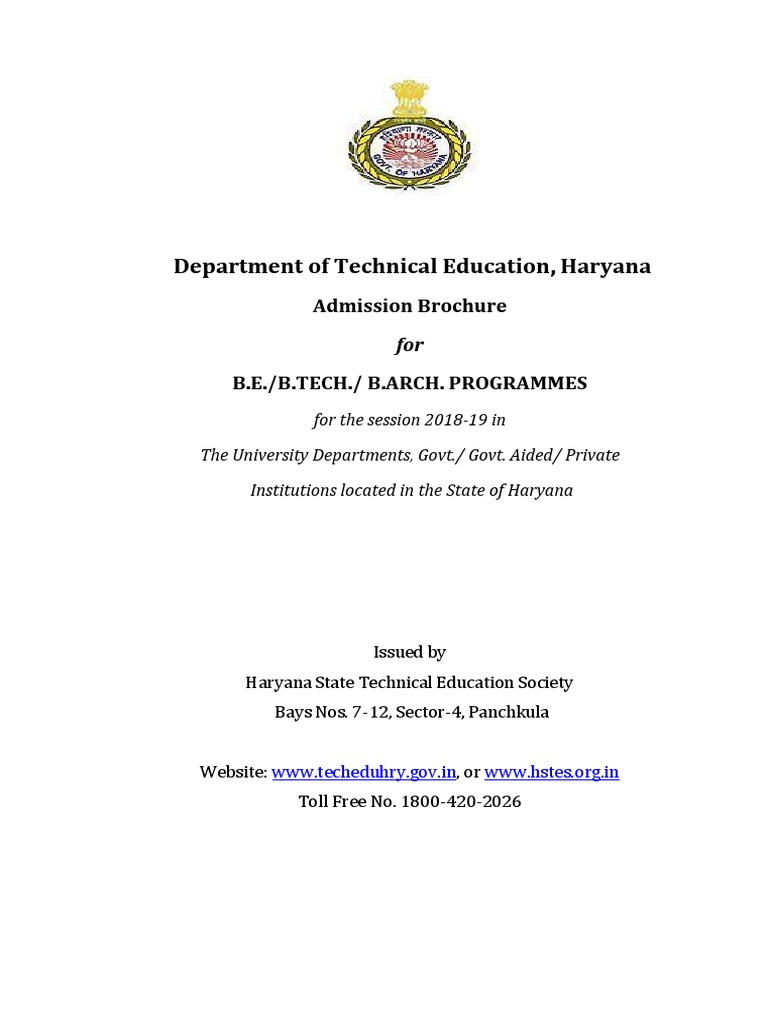 Admission Brochure for Technical Education Programmes in Haryana for ...