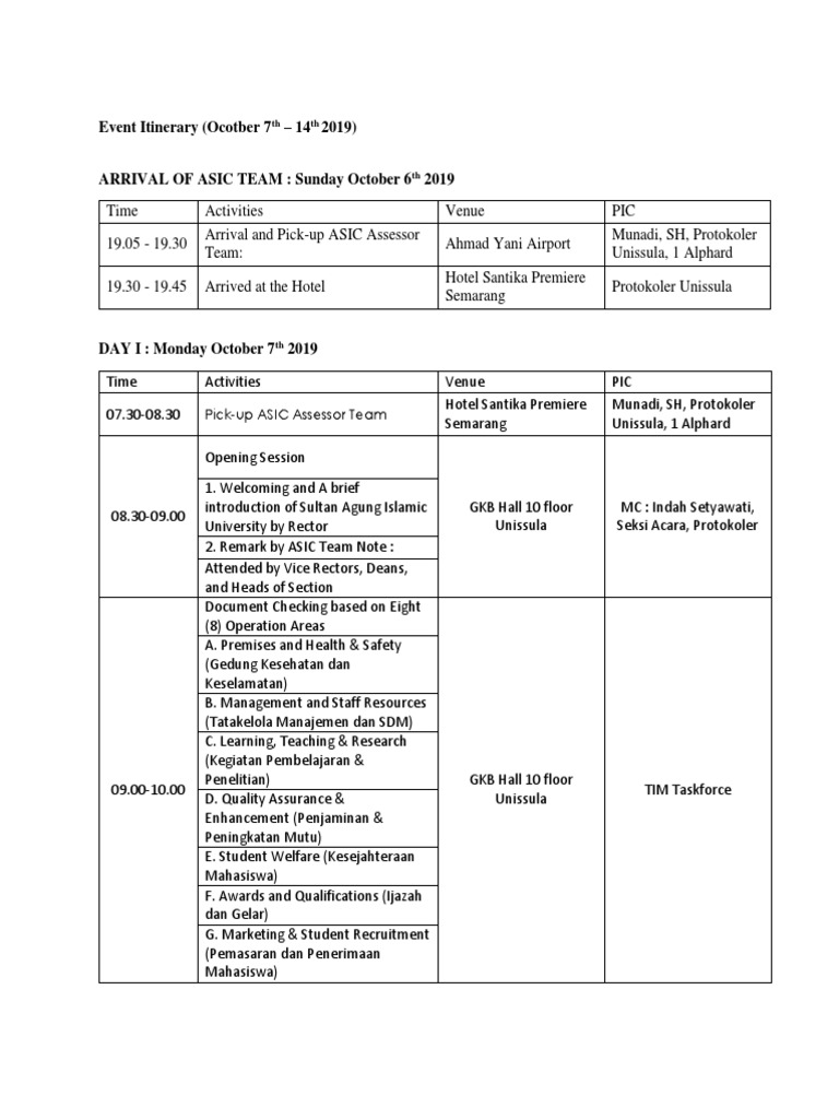 Event Itinerary | PDF