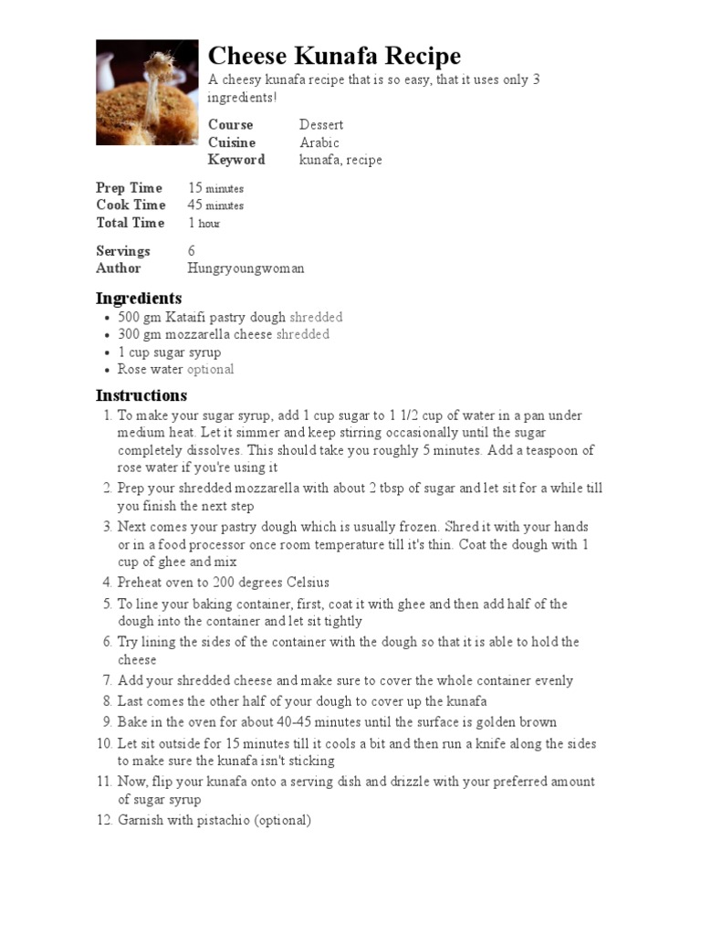3 Ingredient Cheese Kunafa Recipe