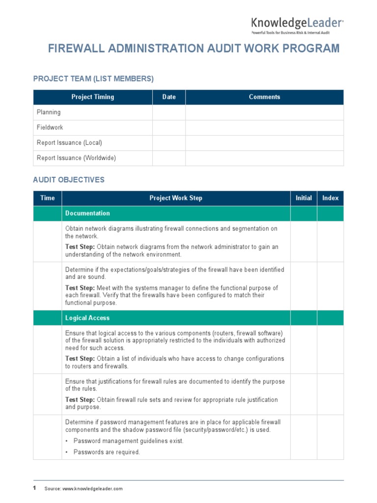 Firewall Administration Audit Work Program Pdf Firewall Computing
