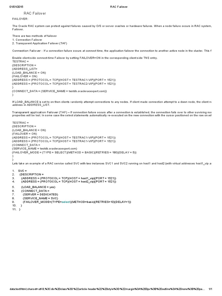RAC Failover PDF | PDF | Port (Computer Networking) | Transmission Control Protocol