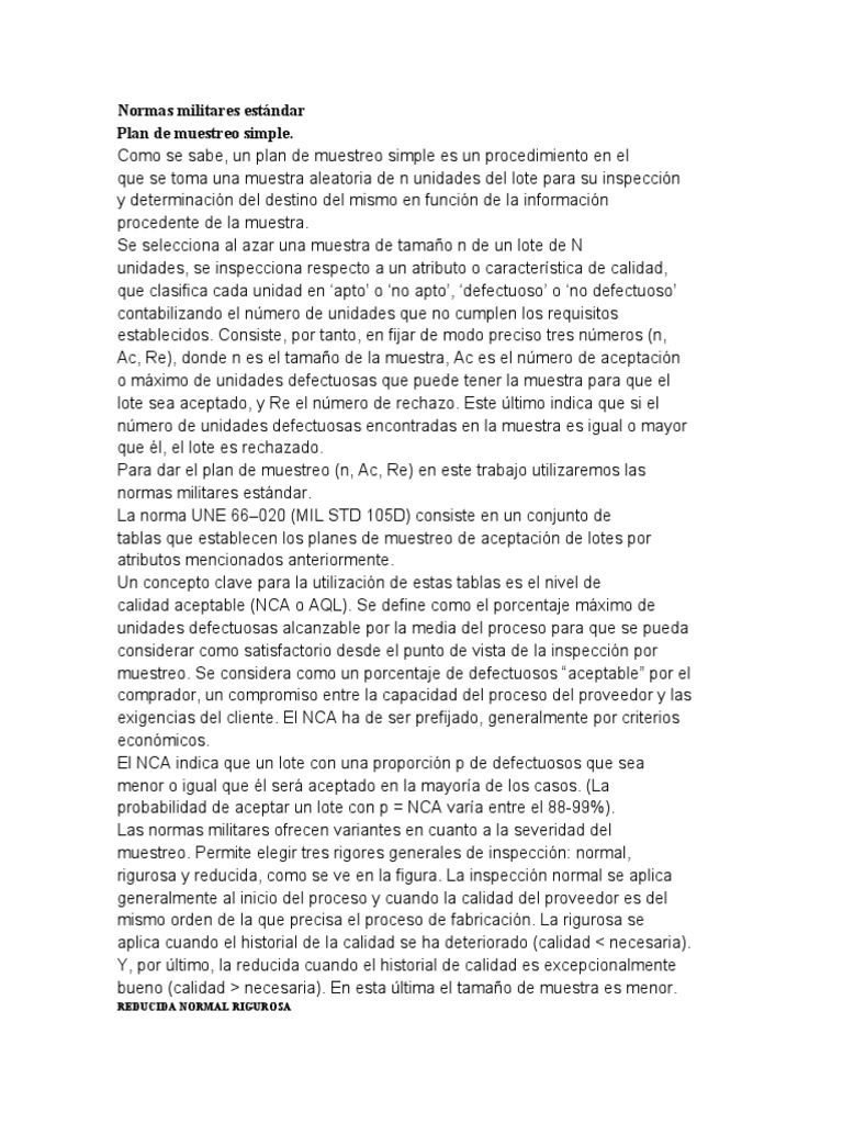 Normas Tablas Militar Estándar | PDF | Muestreo (Estadísticas ...