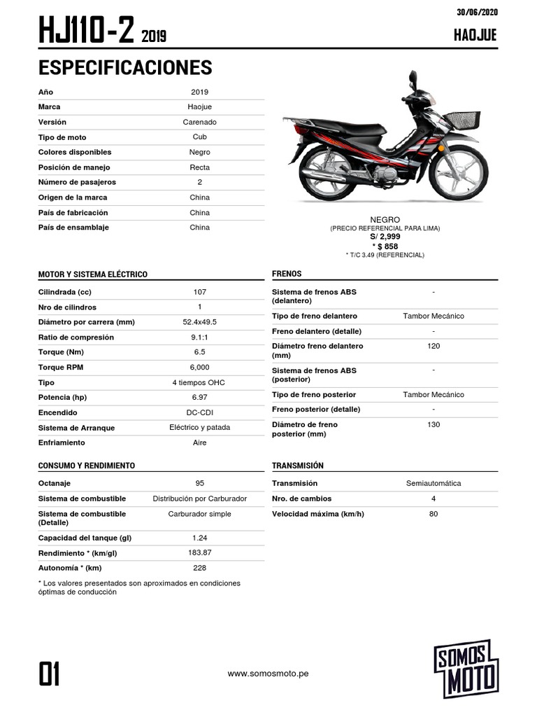 hj110 2 2019 - Haojue - Negro 30 06 2020 | PDF | Esfuerzo de torsión | Carburador