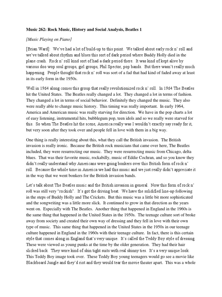 (Music Playing On Piano) : Music 262: Rock Music, History and Social ...