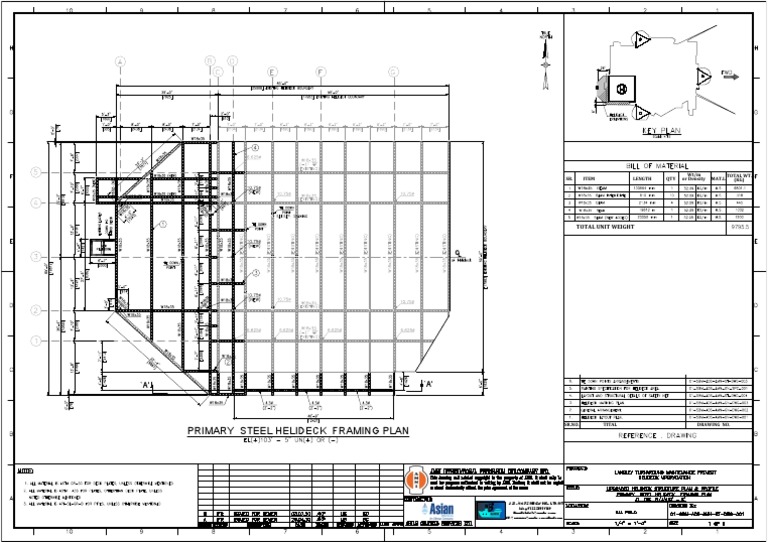 Primary Steel Helideck Framing Plan: Total Unit Weight | PDF