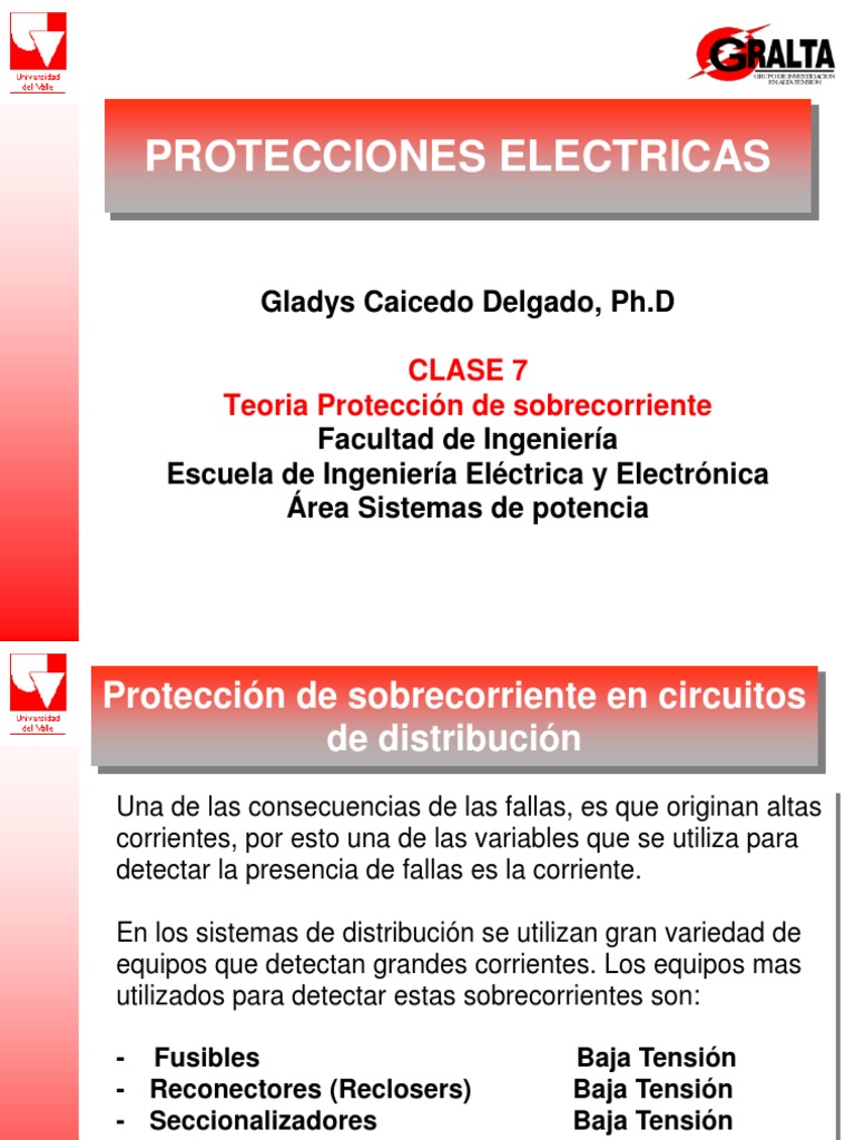 Clase 7 Teoría Sobrecorriente PDF | Descargar gratis PDF | Fusible (Eléctrico) | Transformador