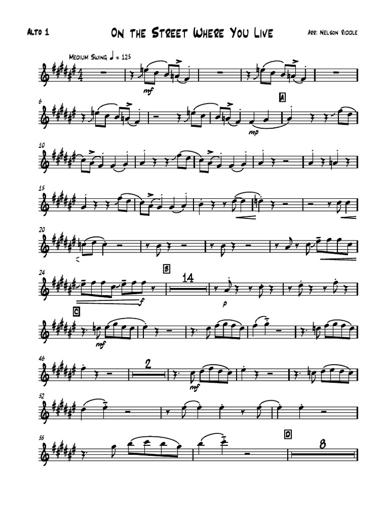 On The Street Where You Live - FULL Big Band - Nelson Riddle | PDF