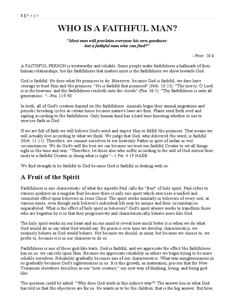 Who Is A Faithful Man | PDF | Fruit Of The Holy Spirit | God