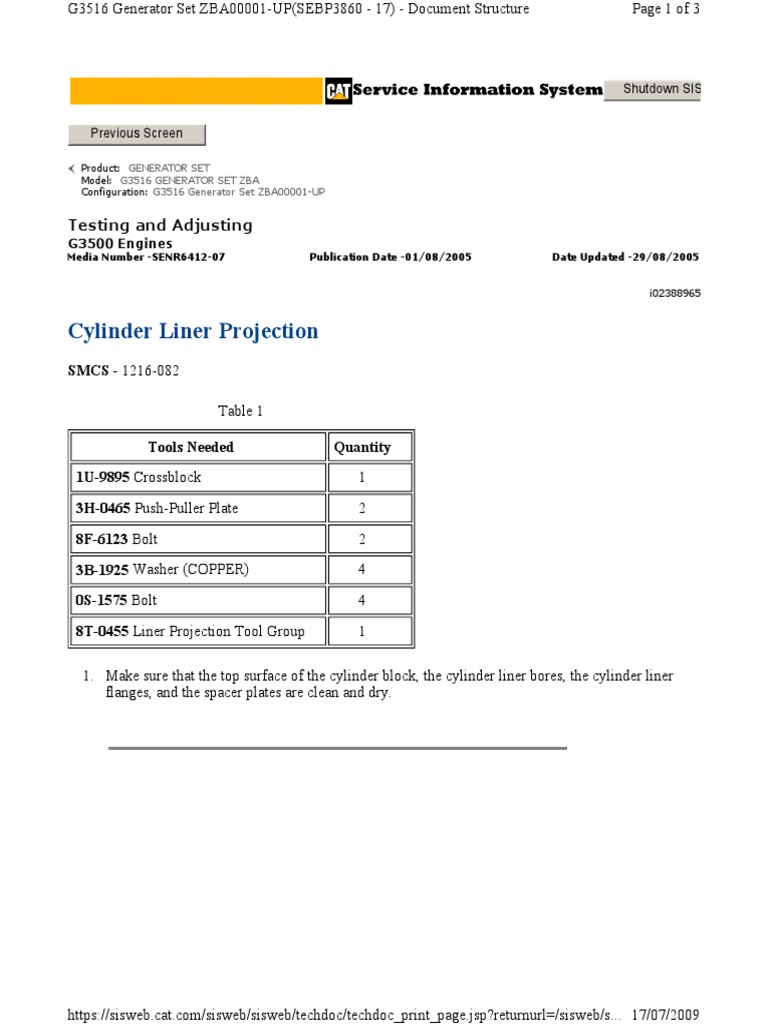 Cylinder Liner Projection | PDF | Washer (Hardware) | Cylinder (Engine)