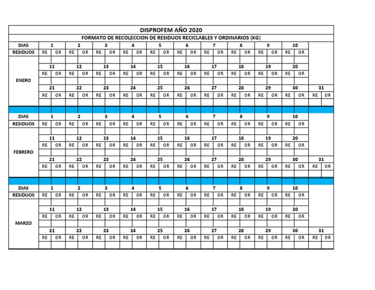 Formato de Recoleccion de Residuos | PDF